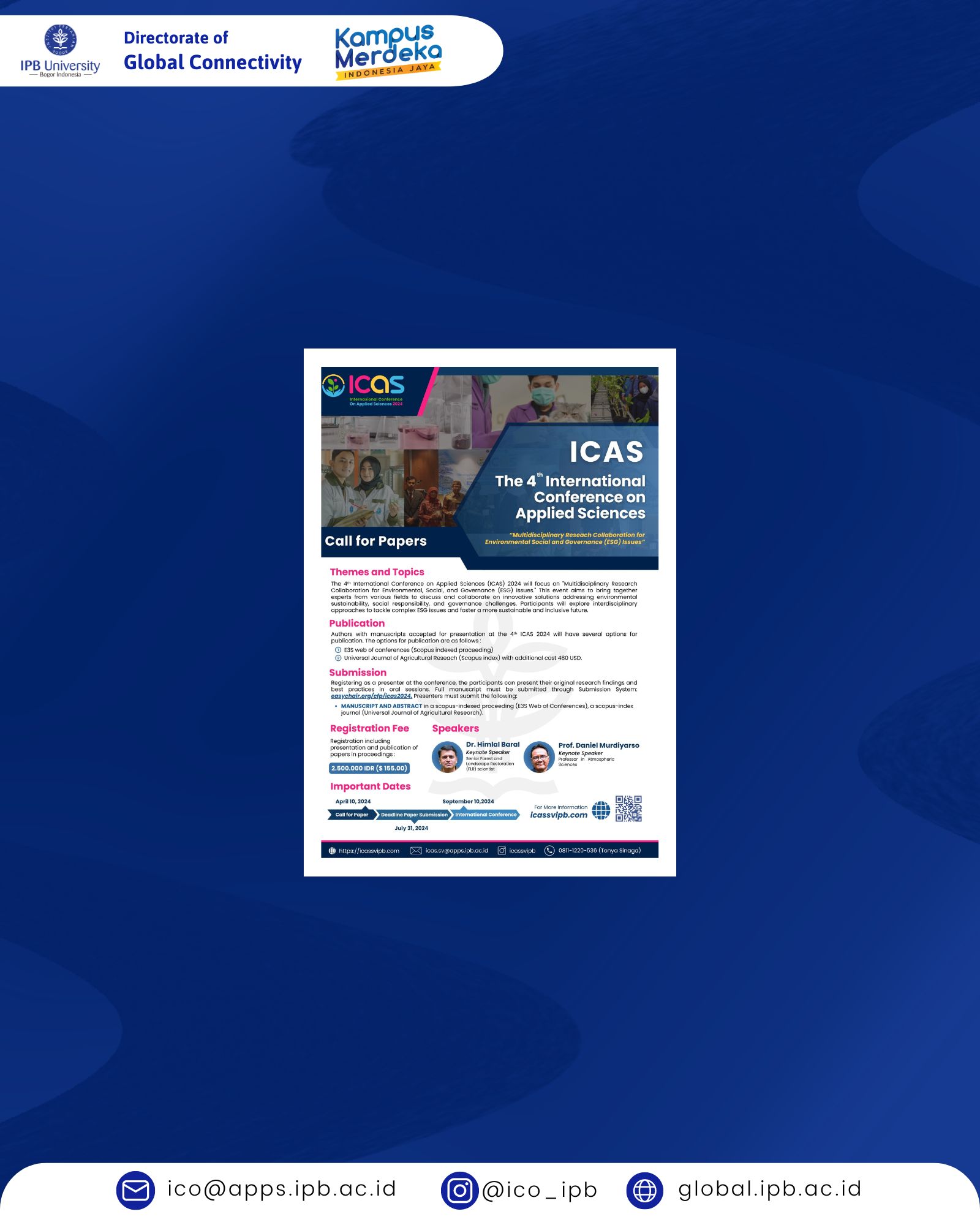 The 4ᵗʰ International Conference on Applied Sciences (ICAS) 2024 ...